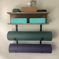 Yoga Mat Rack 2 Shelves With 2 Mat Racks, Yoga Decor, Gym Mat Rack, Gym ...