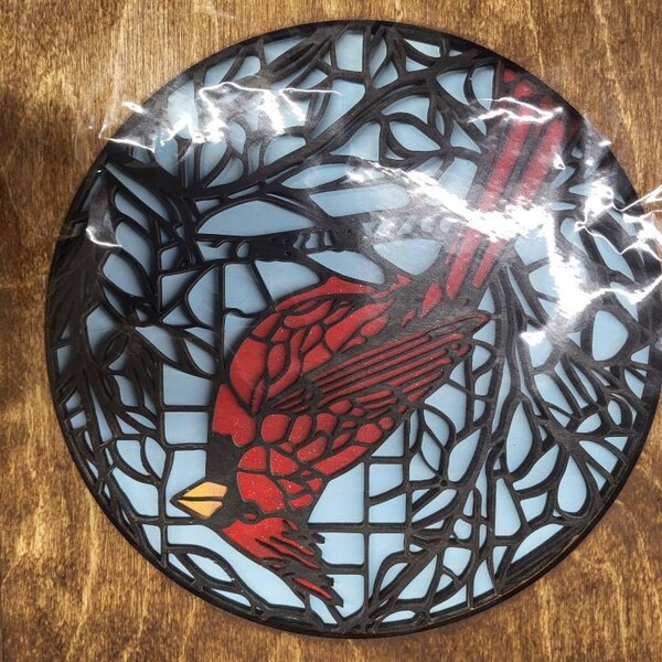 Cardinal Stained Glass Shadow Box Svg, Mosaic Cardinal, Layered ...