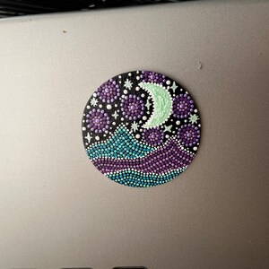 Starry Night Moon Magnet, Hand Painted, Handmade, Unique Painted ...