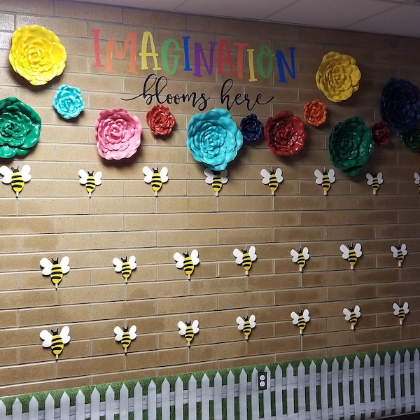 Imagination Blooms Here Decal | Classroom Decor | Children Bedroom or ...