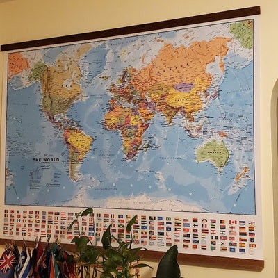 World Pacific Centered Wall Map Fully Laminated Political - Etsy