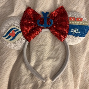 Cruise Minnie Ears, Boat Mickey Ears, Line Mouse Ears Headband, Magical Kingdom Ears, Nautical ...
