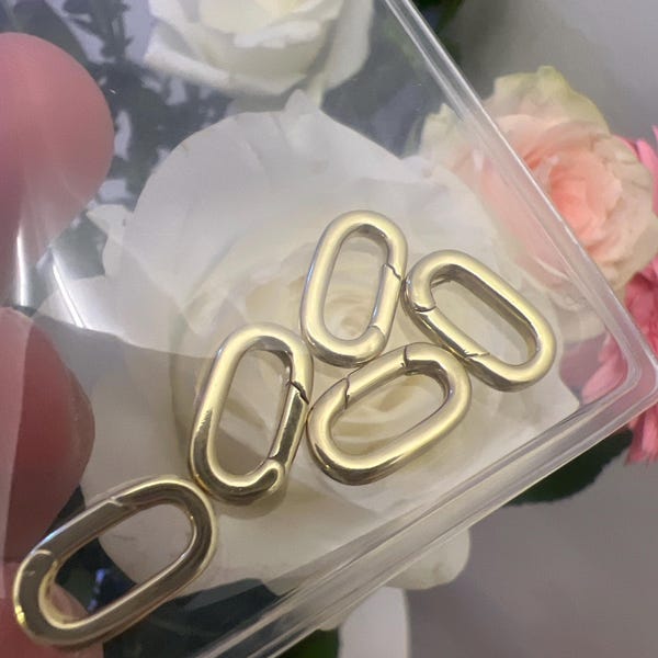 18K Gold/silver Filled Clasp,oval Carabiner Clasp,spring Clasp,round ...