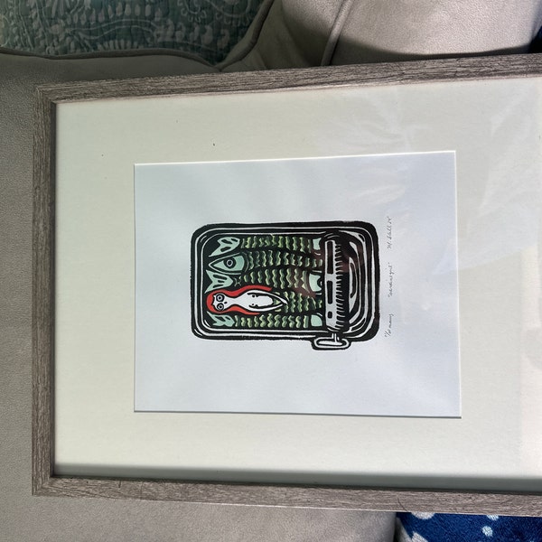 Sardine Girl | Hand Pulled Block Printed & Water Color Original Art ...