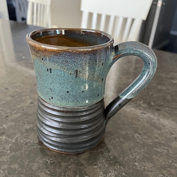 Turquoise Coffee Mug With Carved Texture, Handmade Mug - Etsy