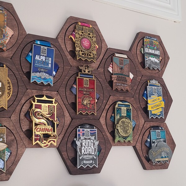 Set of Modular Medal Display Holder in Palisander Color - Wooden Medal ...