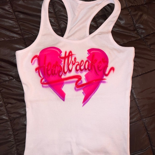 Airbrush Heartbreaker White Crop Tank Top T-shirt Broken Heart ...