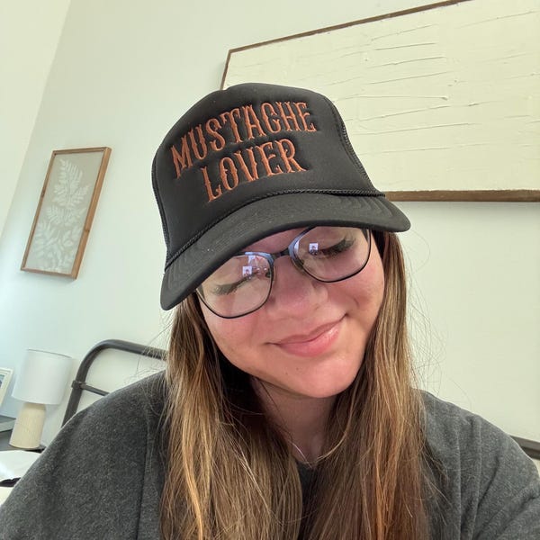 Embroidered Mustache Lover Trucker Hat, Mustache Lover Caps, Mustache ...