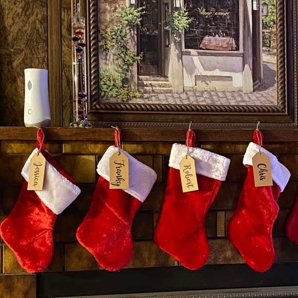Christmas Stocking Name Tags, Gift Name Tags, Rustic Christmas Paper ...