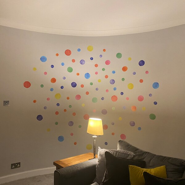Polka Dot Wall Stickers | Rainbow Watercolour Decal's Dots | Watercolor ...