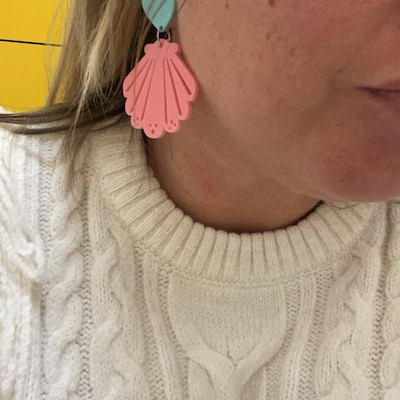 Large LOBSTER Laser Cut Acrylic Red Glitter Dangle Earrings Tacky ...