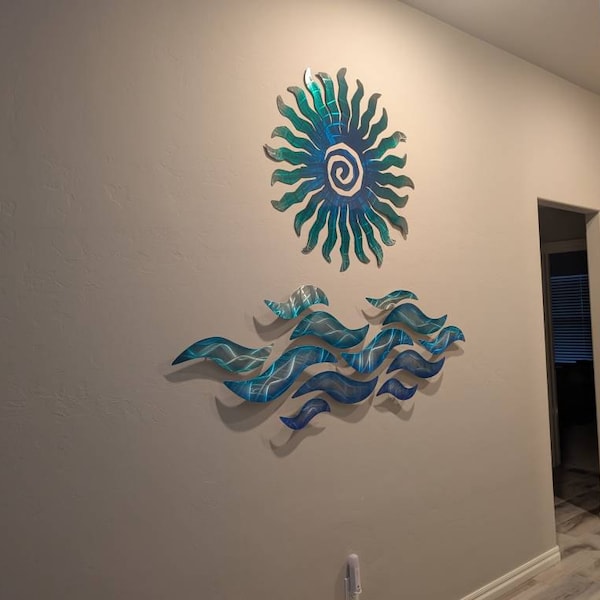 Metal Sun Funky Plasma Cut Art Handpainted Modern Sunrise Backyard - Etsy