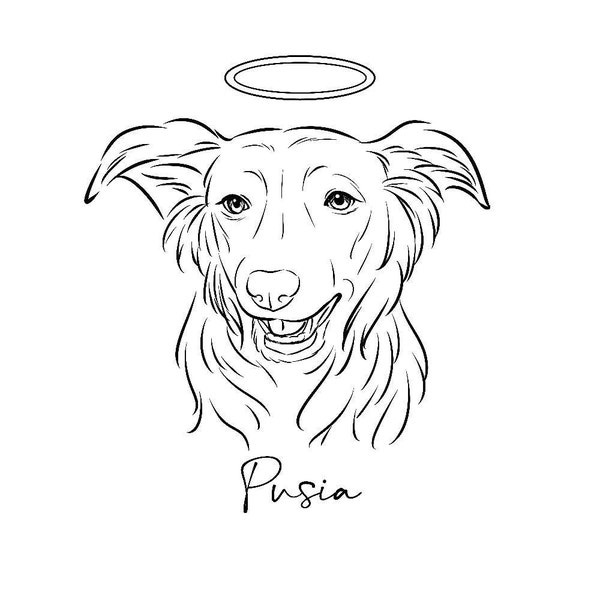 Custom Dog Outline, Dog Portrait INK, Pet Tattoo Commission, Line Art ...