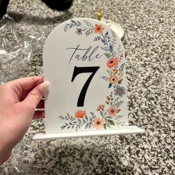 Wedding Table Numbers, Modern Floral Table Numbers, Wedding Table Sign ...