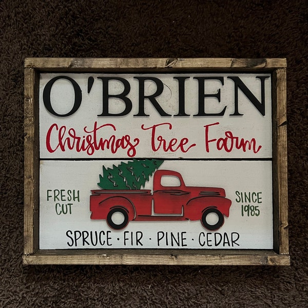Personalized Christmas Tree Farm Sign: Red Truck Wood Decor - Etsy