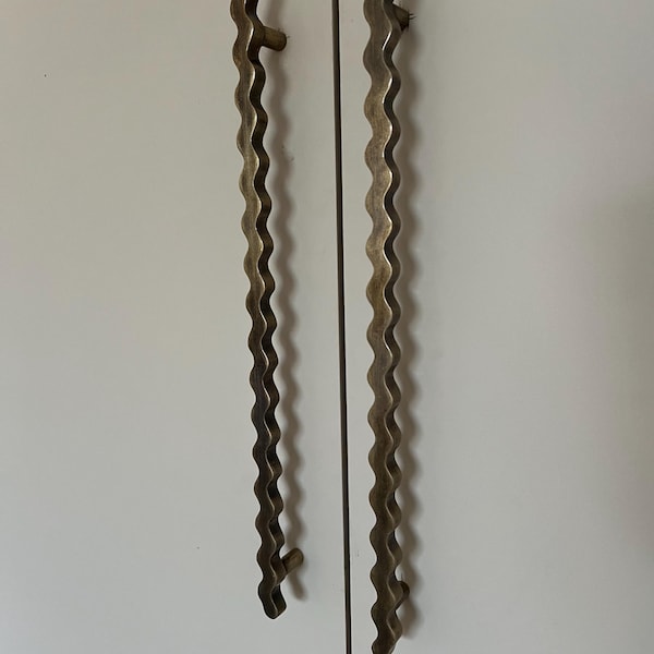 Antique Brass Wavy Iron Handle: Rustic Cabinet Pull, Wardrobe Hardware ...