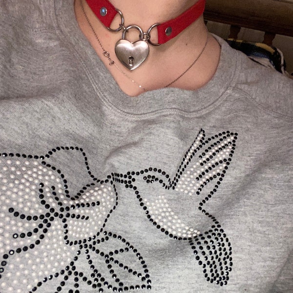 Faux Suede Leather Style Heart Lock Choker, Padlock and Key Choker ...