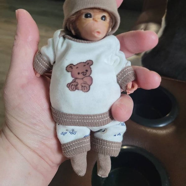 4"/5"/6"/7"/8"/9/10"/11"/12 Doll Clothes/brown Bear Outfit for Silicone ...