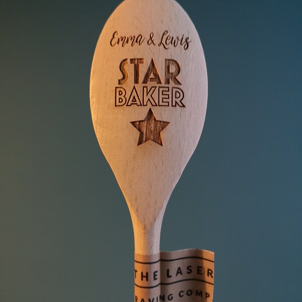 Star Baker Personalised Engraved Wooden Spoon, Cooking, Baking Gift ...