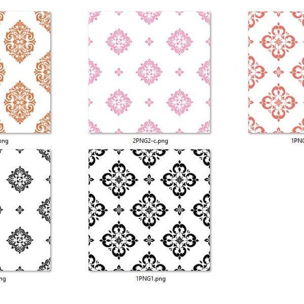 Elegant Damask Pattern Bundle | SVG & PNG | Seamless Repeat Design ...