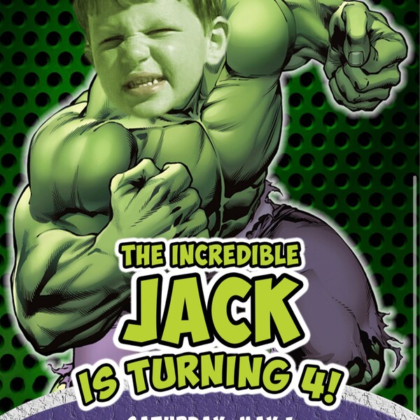 The Hulk Birthday Invitation / the Incredible Hulk Invitation ...
