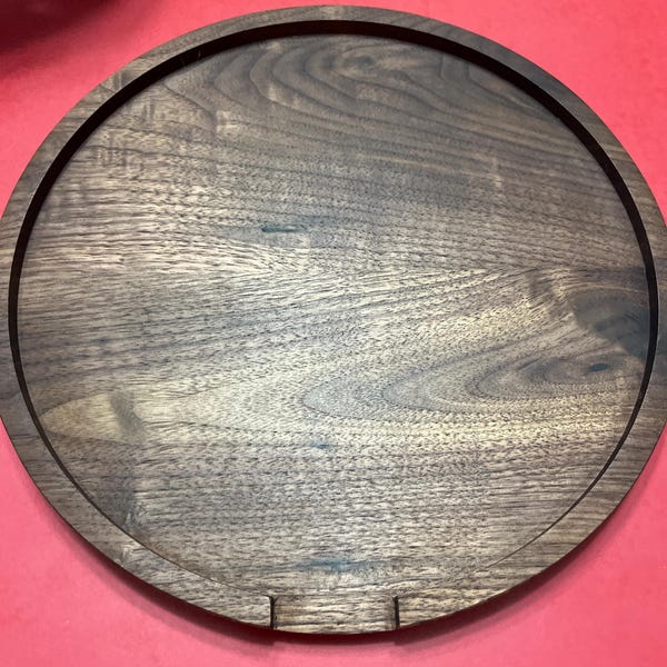 Round Wood Tray / Black Walnut / Shallow Circle Catchall + Valet Tray ...