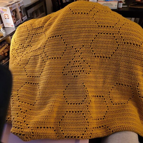 Filet Crochet Blanket Pattern | Bee Blanket Crochet Pattern | Filet ...