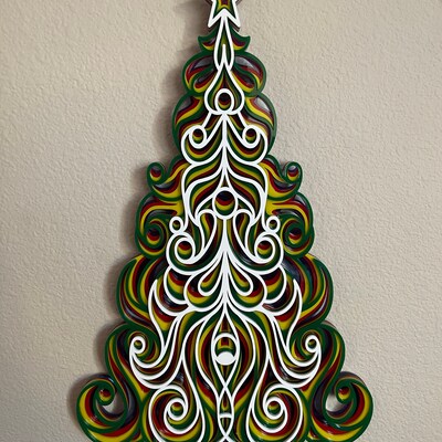 Christmas Tree 3D Zentangle Svg Files, Multilayer Panel for Laser ...