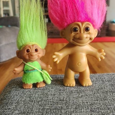 Vintage Ace Novelty Treasure Troll Doll, Red Hair, Red Diamond Jewel ...