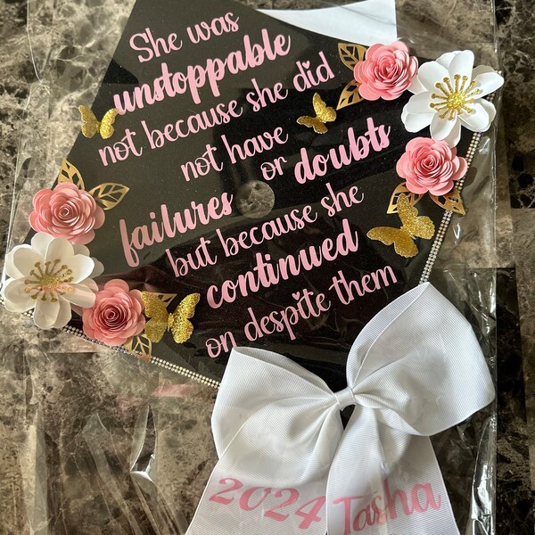 She Was Unstoppable, Graduation Cap, Cap Topper, Birrete De Graduación - Etsy