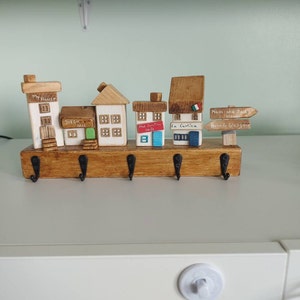 Handmade Wooden House Keyholder, Housewarming Gift, Colourful Wall ...