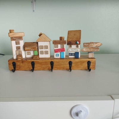 Key Holder for Wall Wooden Houses, Reclaimed Key Hooks, Keys Hangers ...