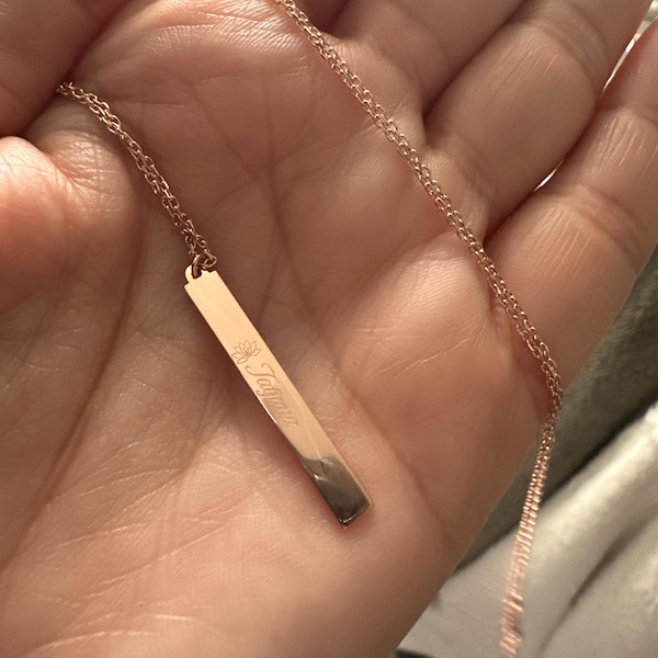 Surprise Your Love With a Custom Bar Necklace 14k Solid Gold Horizontal ...
