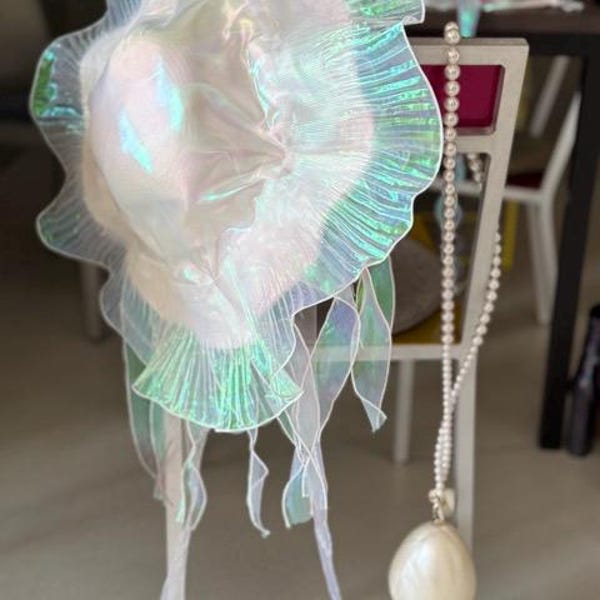 Custom Color Dreamy Jellyfish Hat Holographic Metallic Space Rave Hat ...