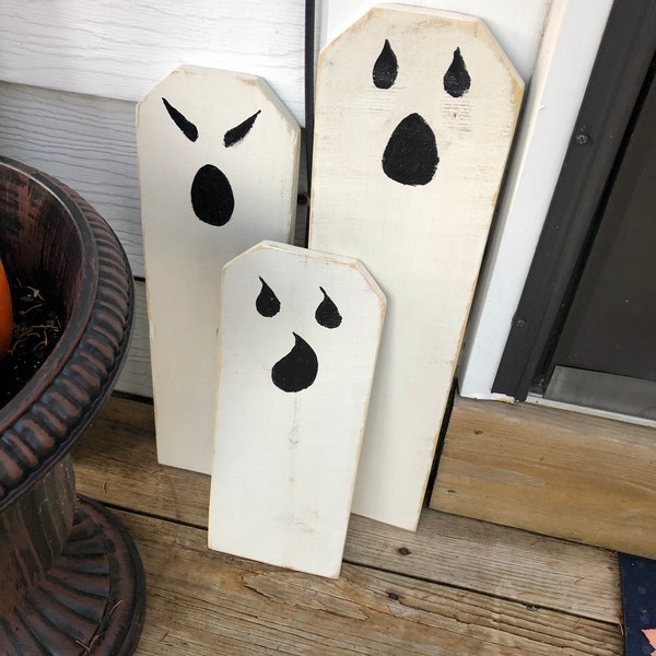 Wooden Halloween Ghosts, Farmhouse Front Porch Decor - Etsy