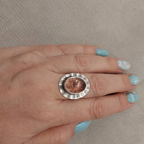 Lodolite Ring Sterling Silver Garden Quartz Boho Jewelry Statement Ring ...