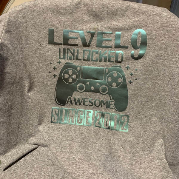 Level 9 Unlocked Svg / 9th Birthday Boy Gamer / 9 Years Old Gamer T ...