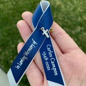 100 Cross Memorial Pins Personalized Ribbon Pinned, Wedding Favors ...