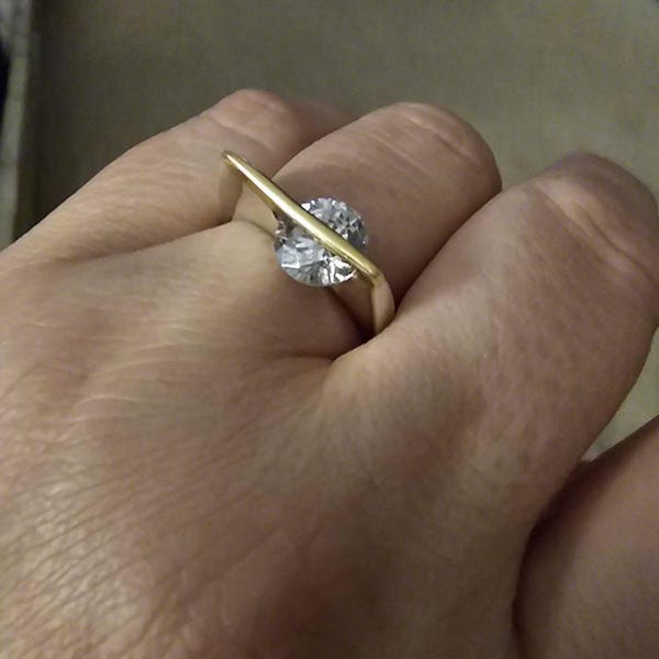 Sterling Silver Asymmetric Crystal Ring – Geometric Statement Jewelry ...