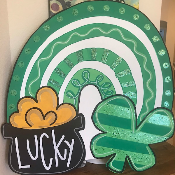 TEMPLATE: St Patricks Day Door Hanger Template, St Patricks Day Pot of ...