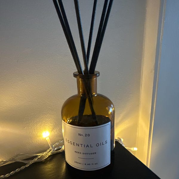 Amber Glass Apothecary Jar Reed Diffuser With White, Grey or Black ...