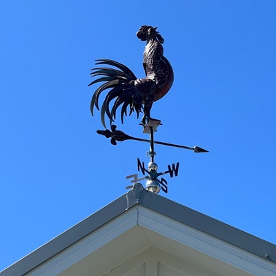 HUGE Handcrafted 3 Dimensional Crowing ROOSTER Weather Vane Copper ...