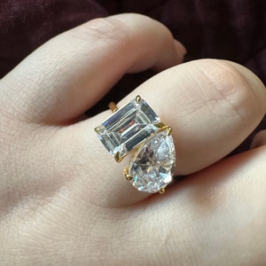 Unique Cluster Moissanite Diamond Flower Engagement Ring - Etsy