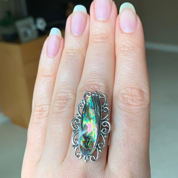 Abalone Shell Ring, 925 Silver Ring, Handmade Ring, Abalone Ring, Beautiful Ring, Antique Ring ...