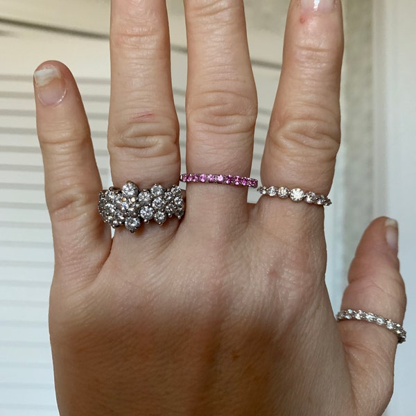 Pink Sapphire Eternity Ring 2.3mm Pink Sapphire Pave Half Eternity Band ...