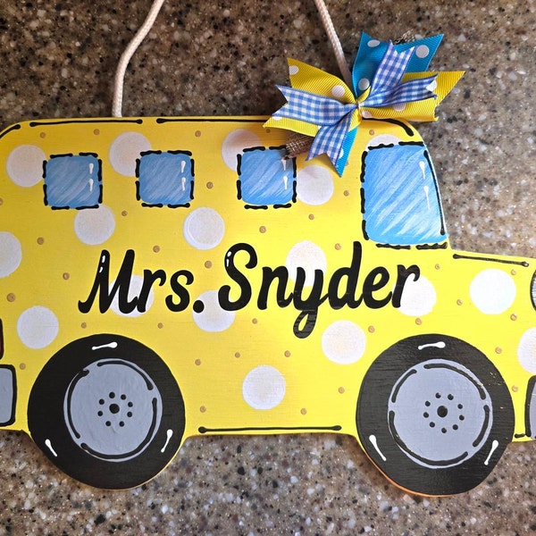 Personalized SCHOOL BUS Teacher SIGN Back to School Class Classroom ...