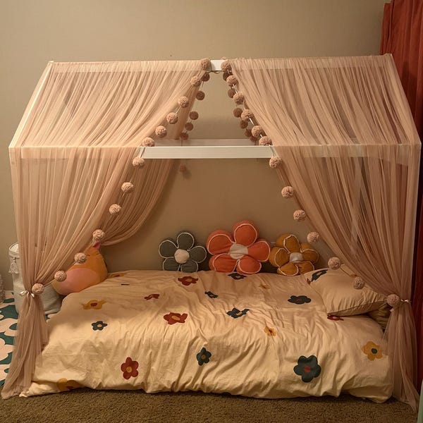 Pink Kids Bed Canopy, Kids Canopy, Crib Netting, Dusty Pink Canopy Bed ...