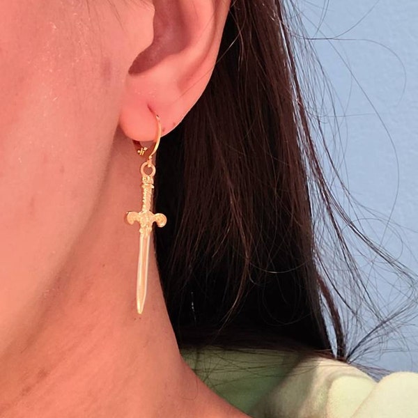Sword Earrings - Dagger Dangle Earrings for Men or Women - Medieval ...