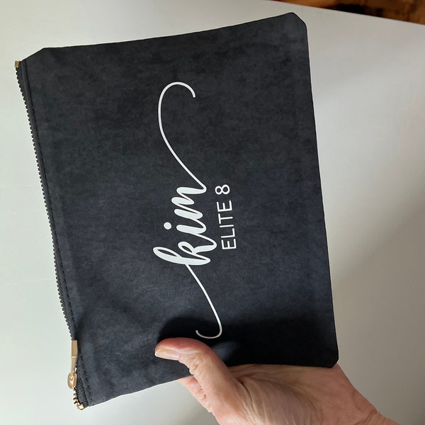 Personalized Suede Makeup Bag | Bridesmaid Cosmetic Bag | Custom Makeup ...