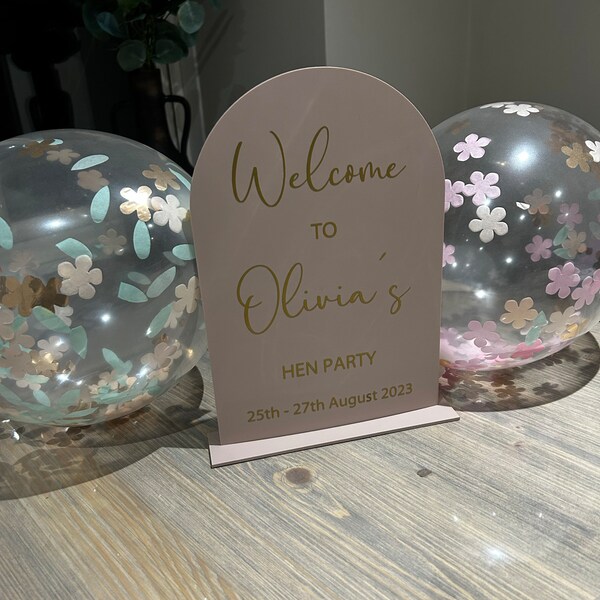 Hen Party Welcome Sign, Arch Acrylic Party Sign, Hen Party Decor ...